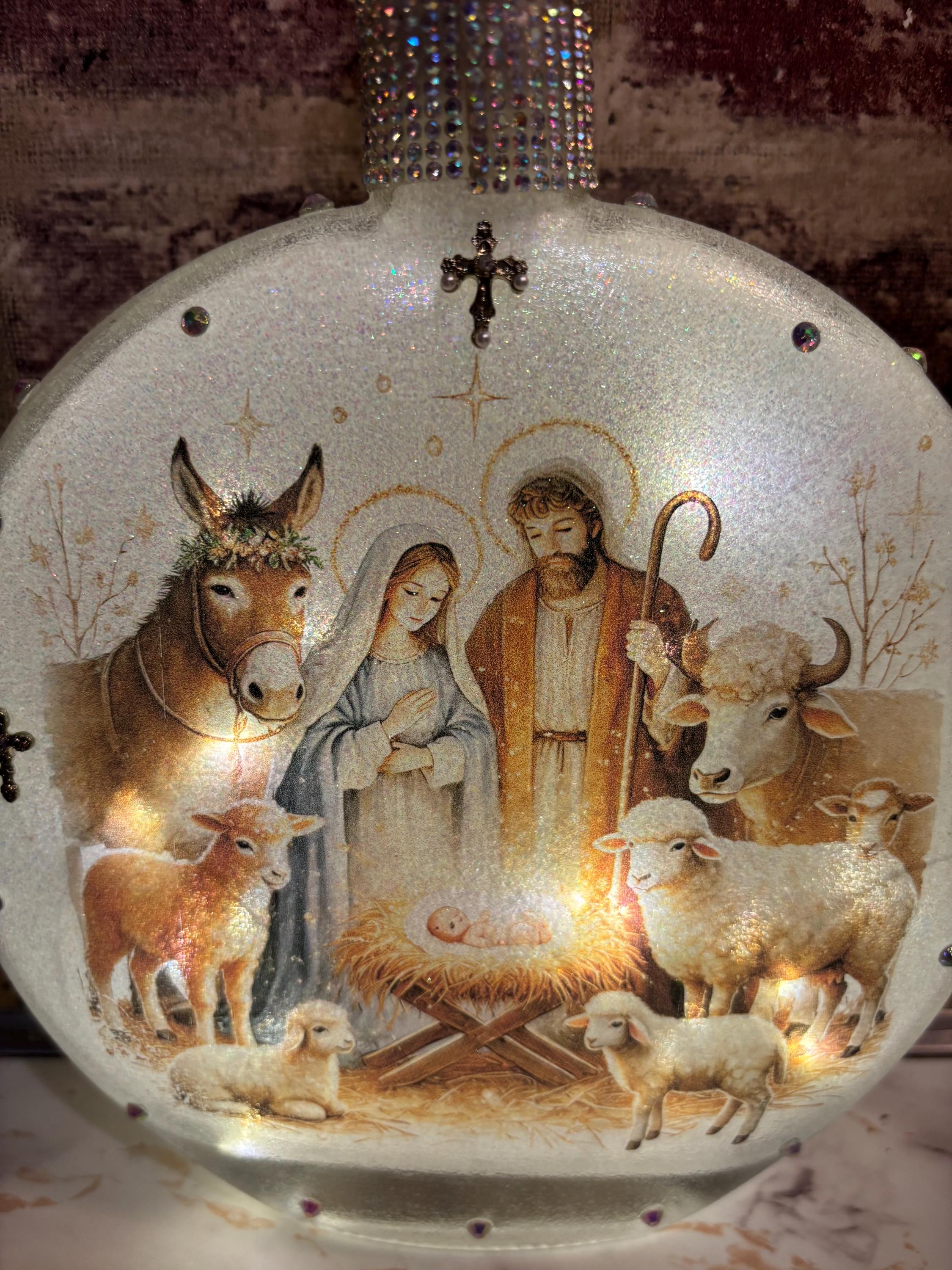 Nativity Light up Jar, Nativity Oval Light up Jar, Nativity Jar Light ...