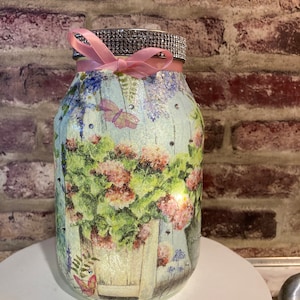 Flower Lighted Decor, Flower Mason Jar With Easy On/off Light, Flower ...