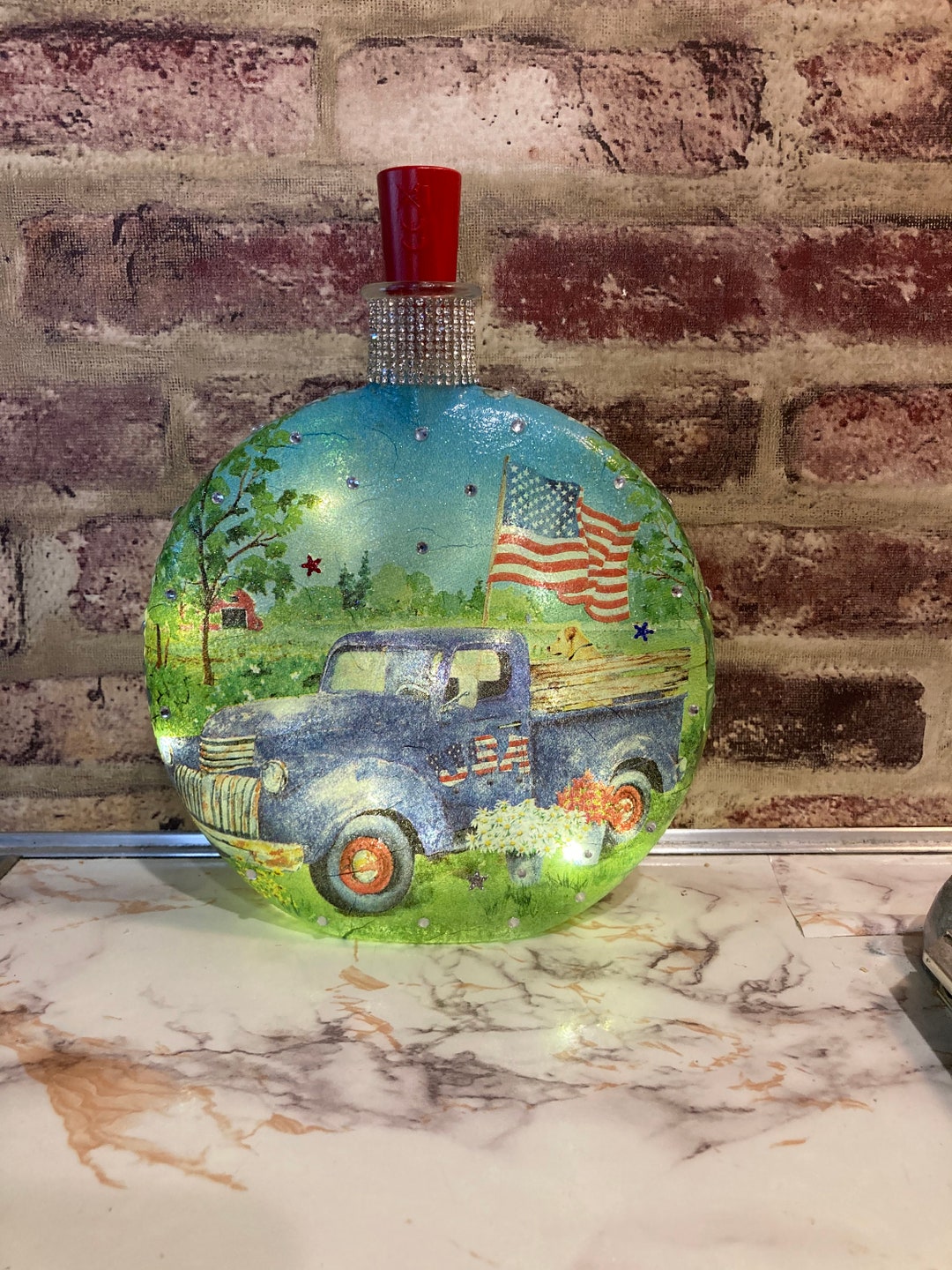 Lighted Home Decor, Patriotic Oval Light Jar, Patriotic Lighted Decor ...