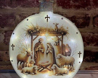 Nativity Light up Jar, Nativity Oval Light up Jar, Nativity Jar Light ...