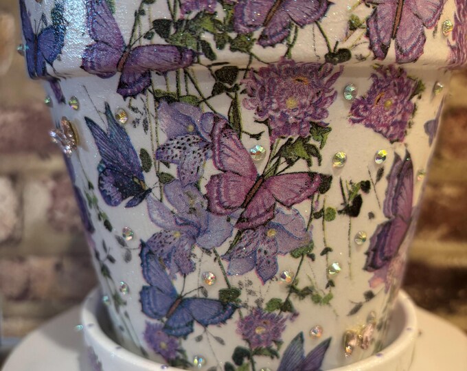 Decorated Butterfly Flower Pot, Decorated Butterfly Terra Cotta Pot and ...