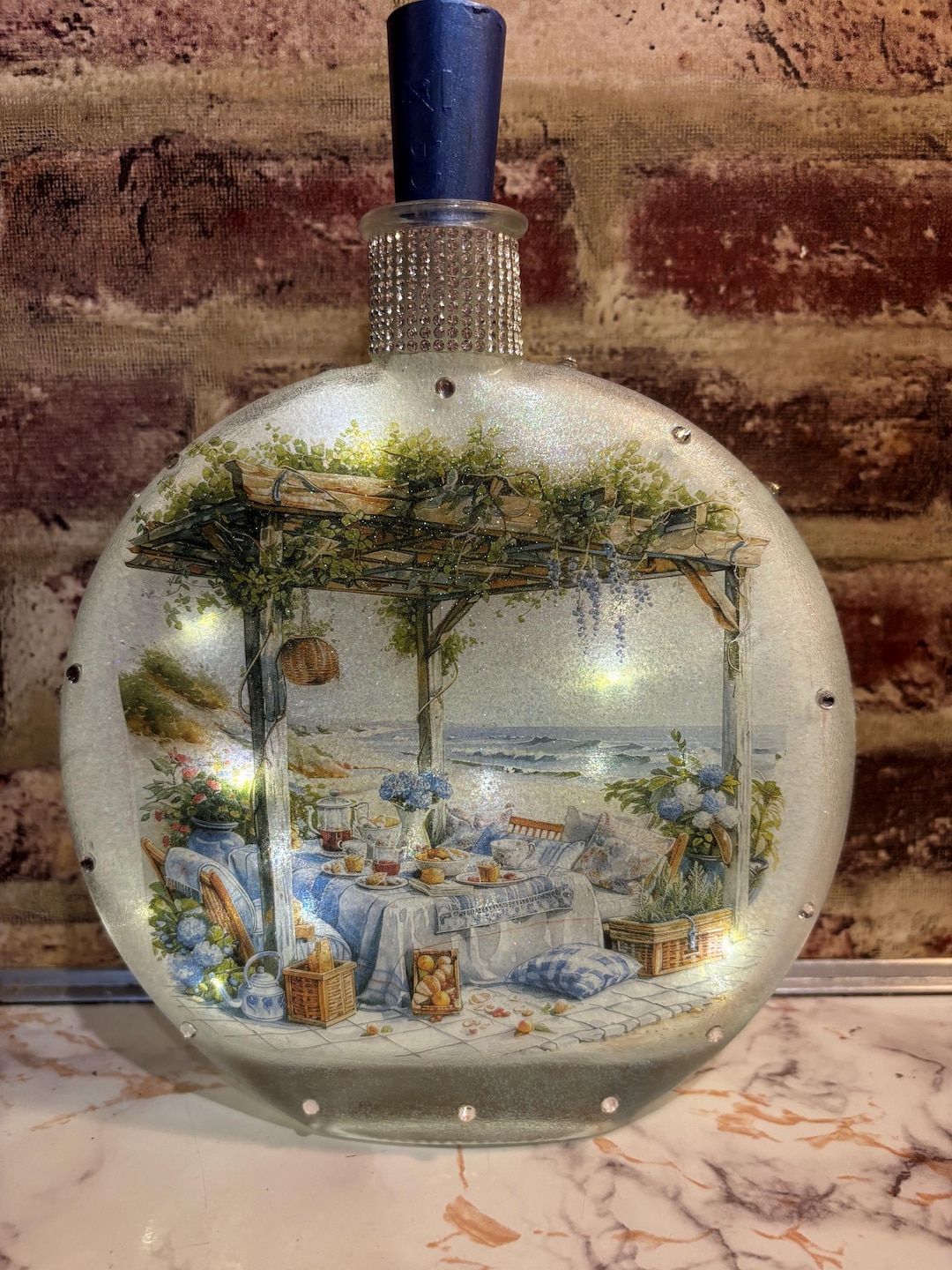 Beach Themed Lighted Decor, Lighted Beach Accent Bottle, Beach Lighted ...