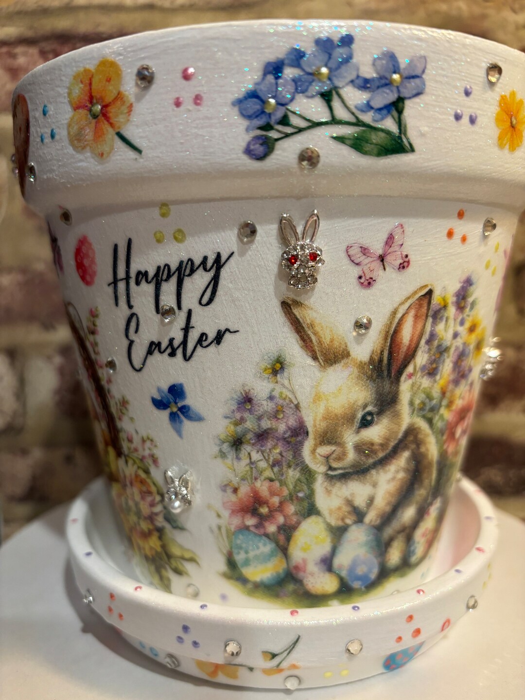 Easter Terra Cotta Planter and Saucer, Easter Terra Cotta Flower ...