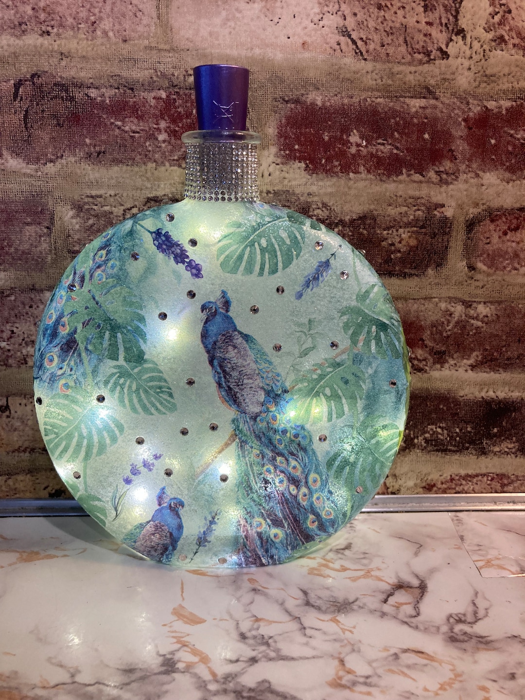 Peacock Oval Light Jar, Peacock Lighted Decor, Peacock Oval Jar Light ...