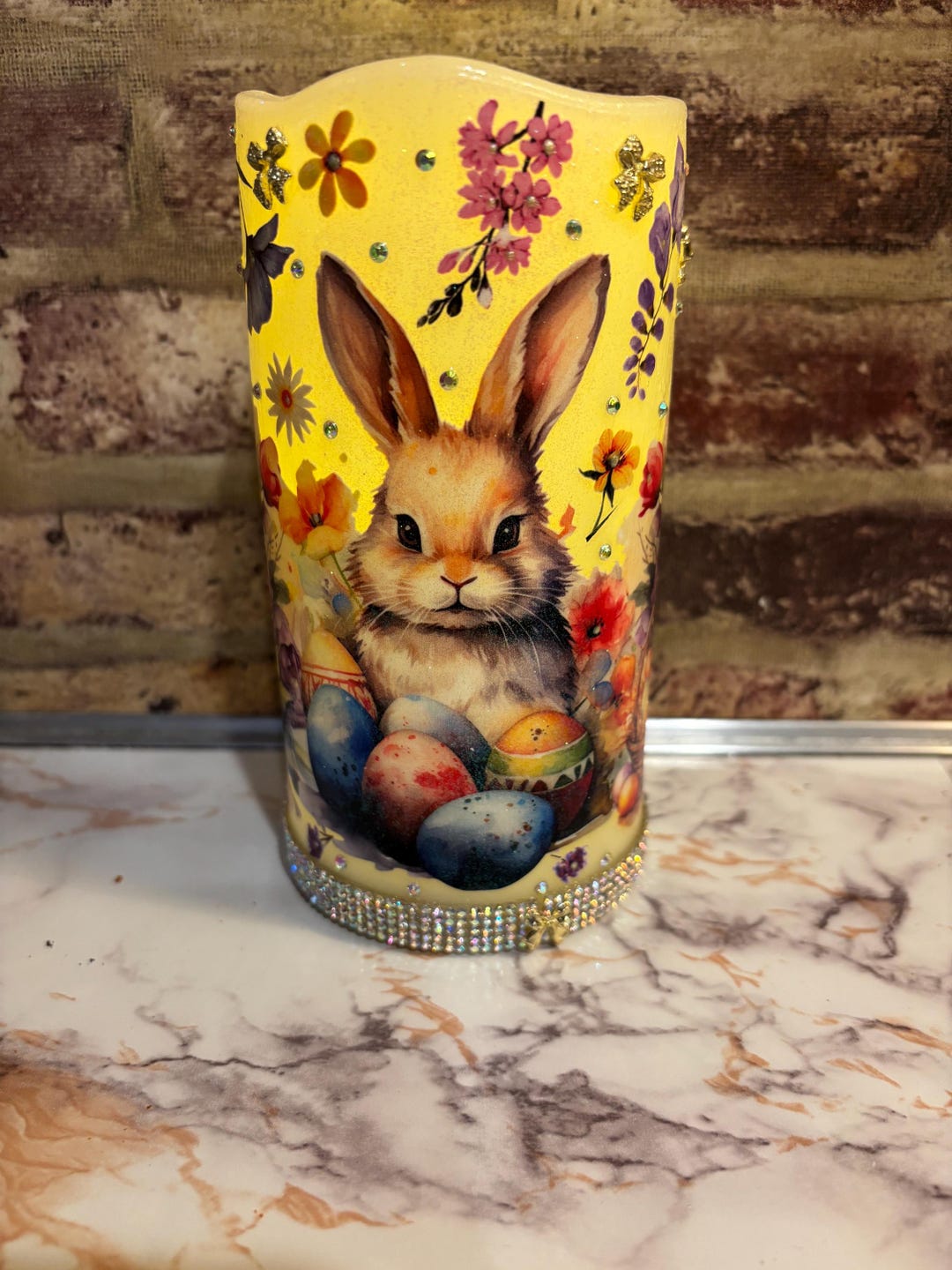 Easter Flickering Flameless Candle With Timer, Easter Lighted Decor ...
