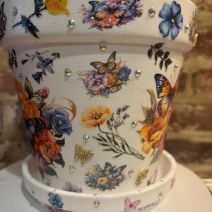 Butterfly Decorated Flower Pot and Saucer, Butterfly Planter and Saucer ...