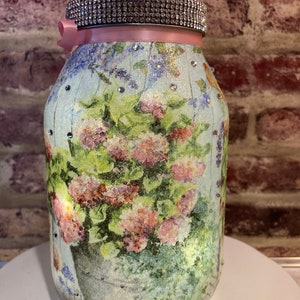 Flower Lighted Decor, Flower Mason Jar With Easy On/off Light, Flower ...