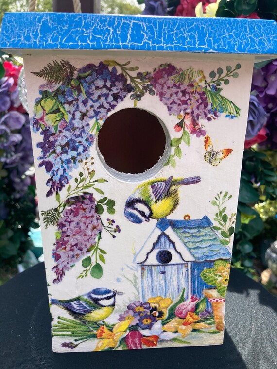 Decorated Solid Pine Wood Birdhouse Garden Decor Birdhouse | Etsy