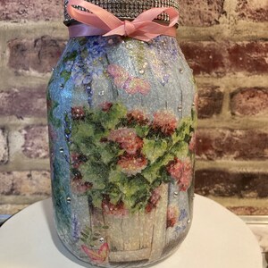 Flower Lighted Decor, Flower Mason Jar With Easy On/off Light, Flower ...