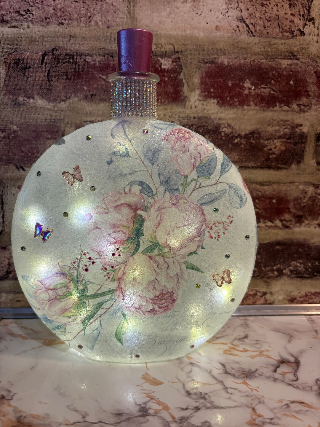 Rose and Butterfly Oval Light up Jar, Oval Climbing Rose Light up Jar ...