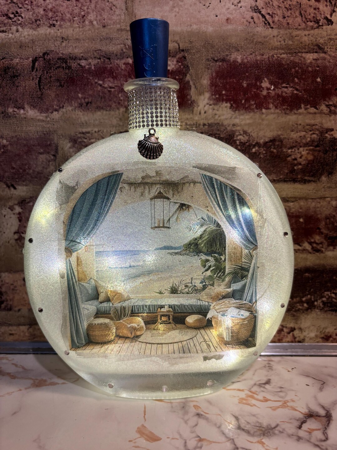 Beach Themed Lighted Decor, Lighted Beach Accent Bottle, Beach Lighted ...