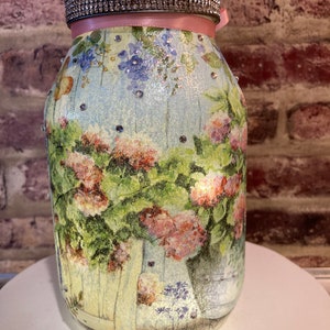 Flower Lighted Decor, Flower Mason Jar With Easy On/off Light, Flower ...