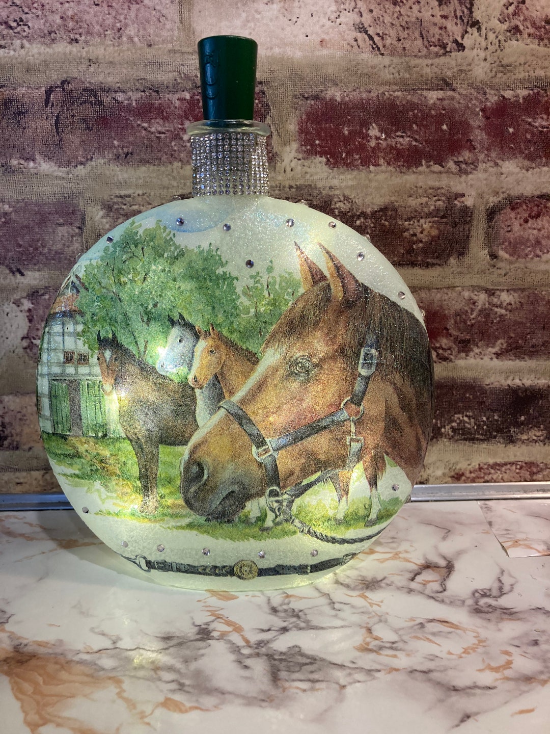 Horse Lighted Decor, Horse Family Light up Jar, Horse Fmaily Oval Light ...