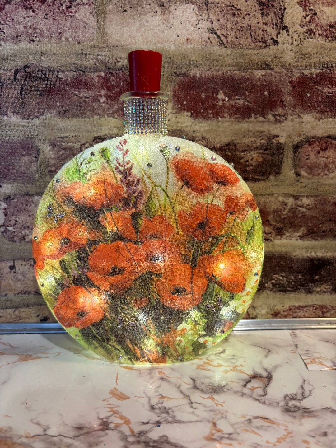 Poppy Oval Jar Light, Poppy Lighted Decor, Poppy Oval Jar Light With ...