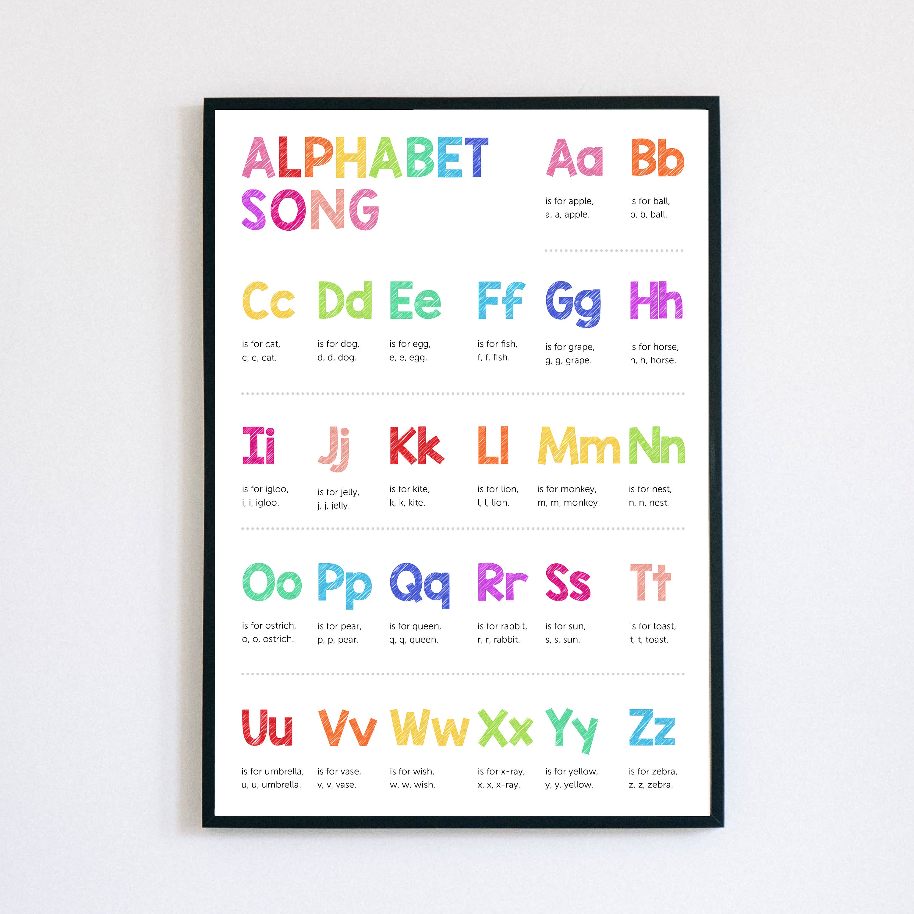 Alphabet Song Digital Printable Art Download Child's Bedroom, Playroom ...