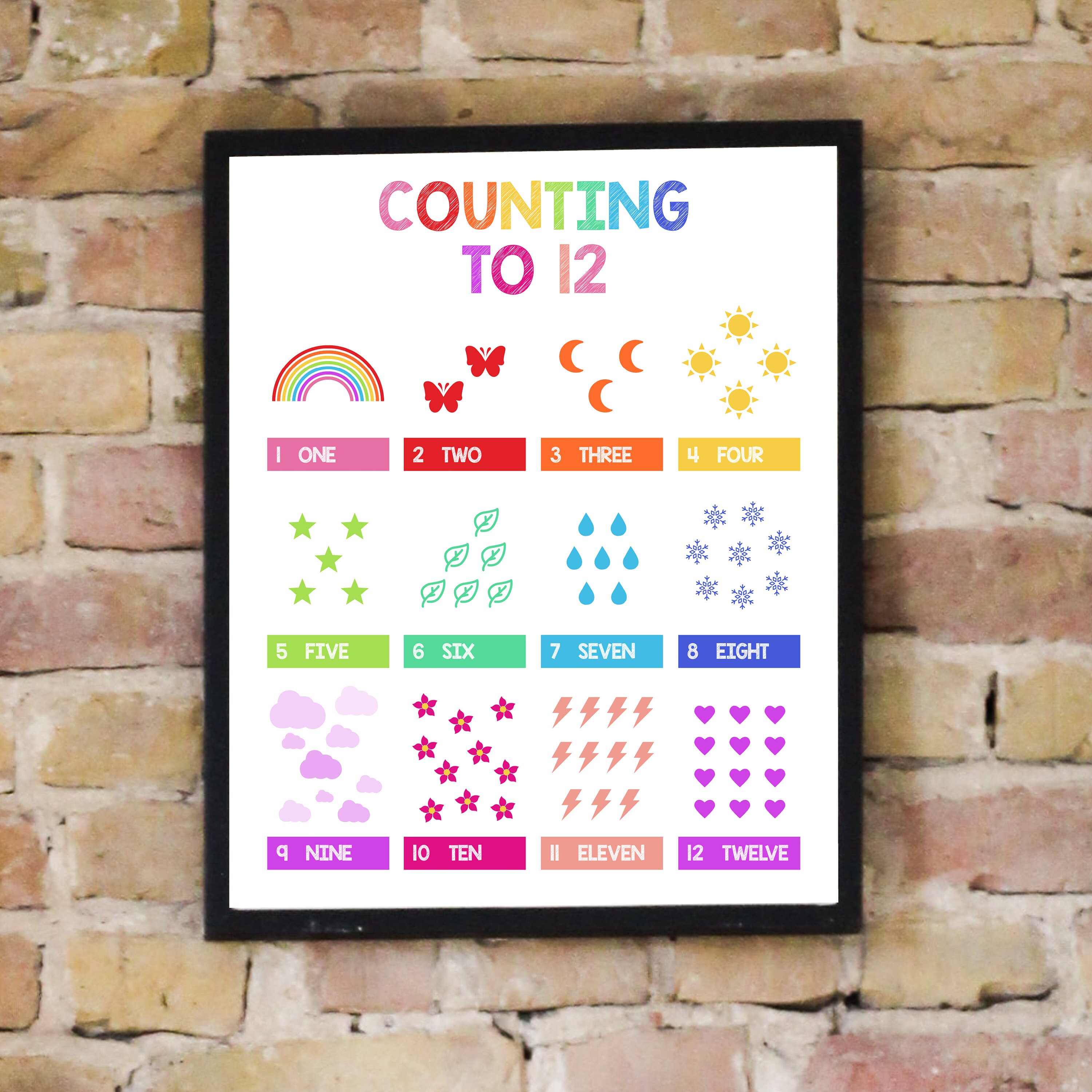 Counting to 12 Digital Printable Art Download Child's Bedroom, Playroom ...
