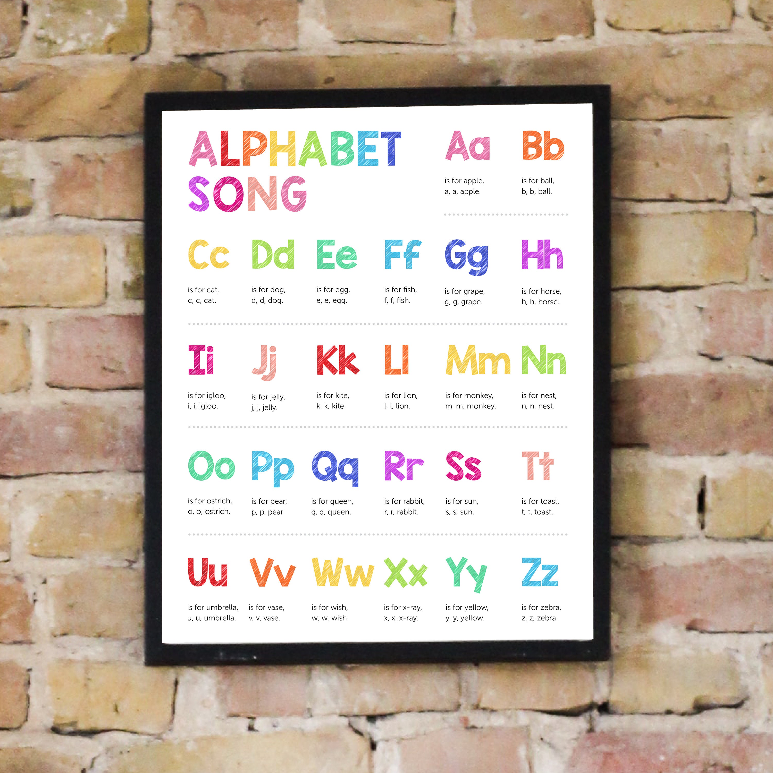 Alphabet Song Digital Printable Art Download Child's Bedroom, Playroom ...