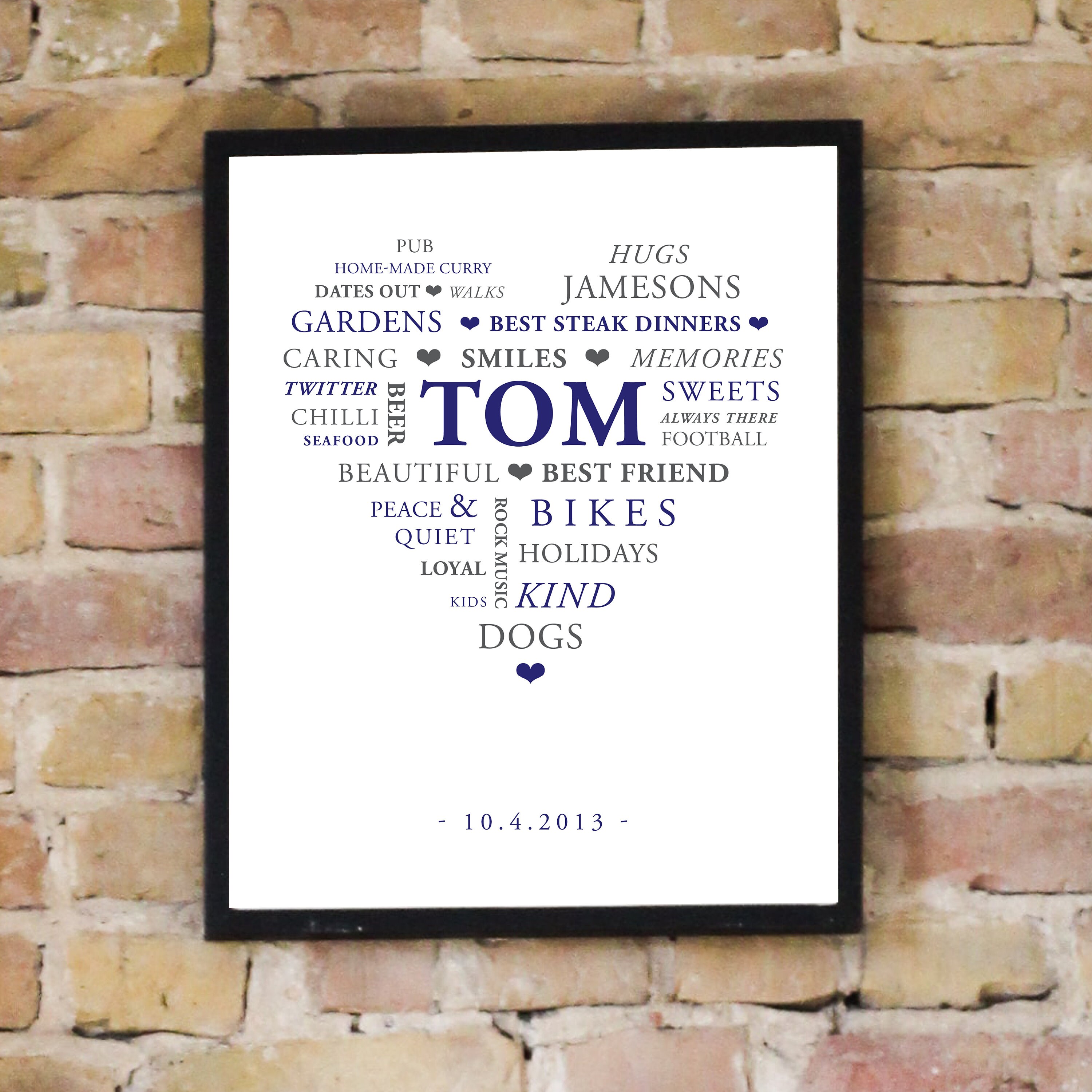 Heart Wordy Digital Art Download Personalised, Words, Wall Art, Gift ...