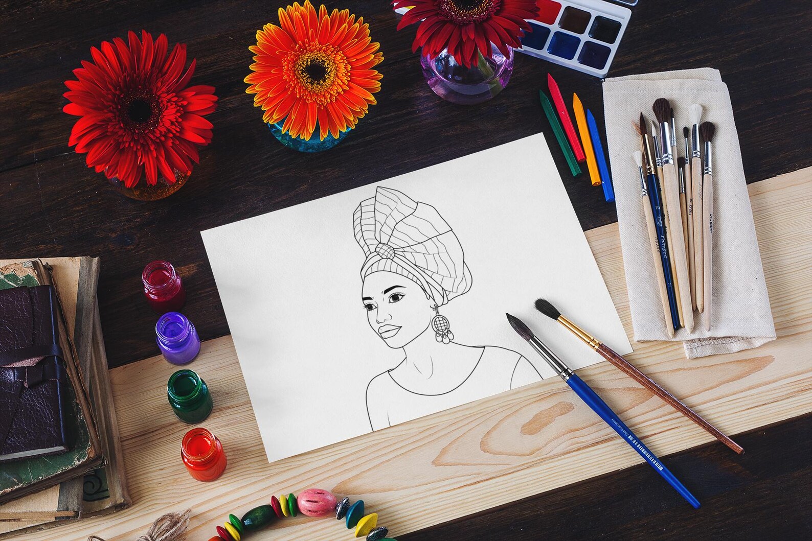 Printable Coloring Page of Women With Life Like Eyes - Etsy