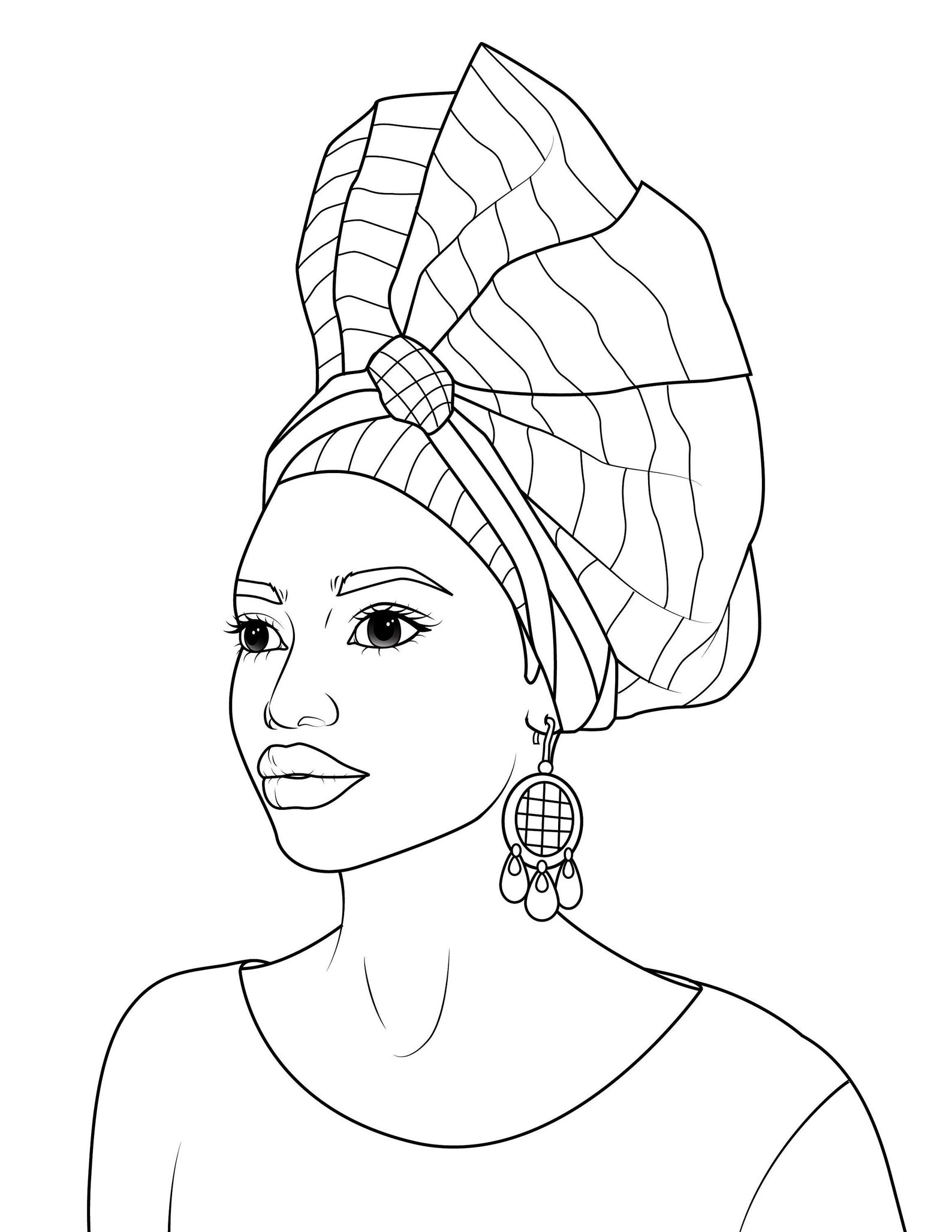 Printable Coloring Page of Women With Life Like Eyes - Etsy