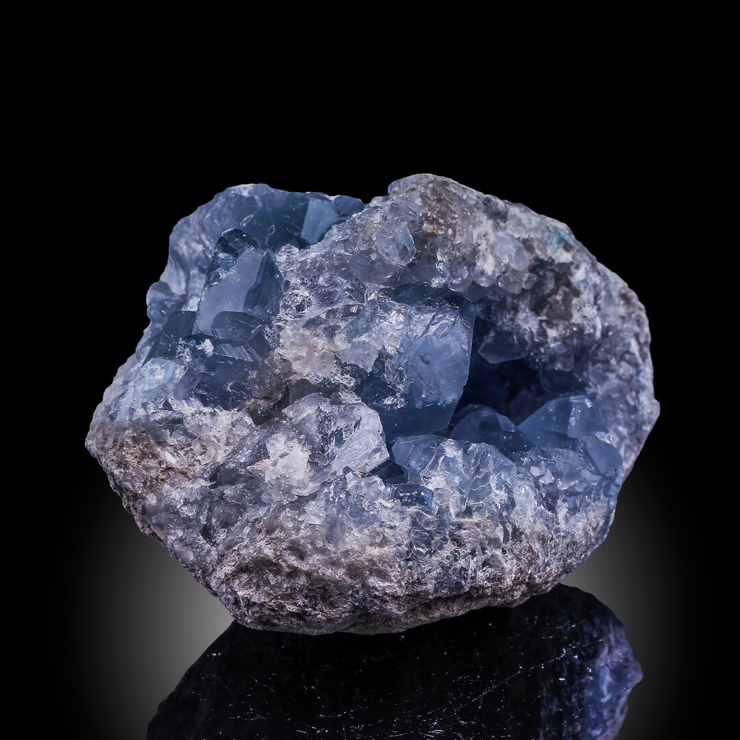 Sky Blue Celestine Crystals in Geode - Madagascar - - Etsy