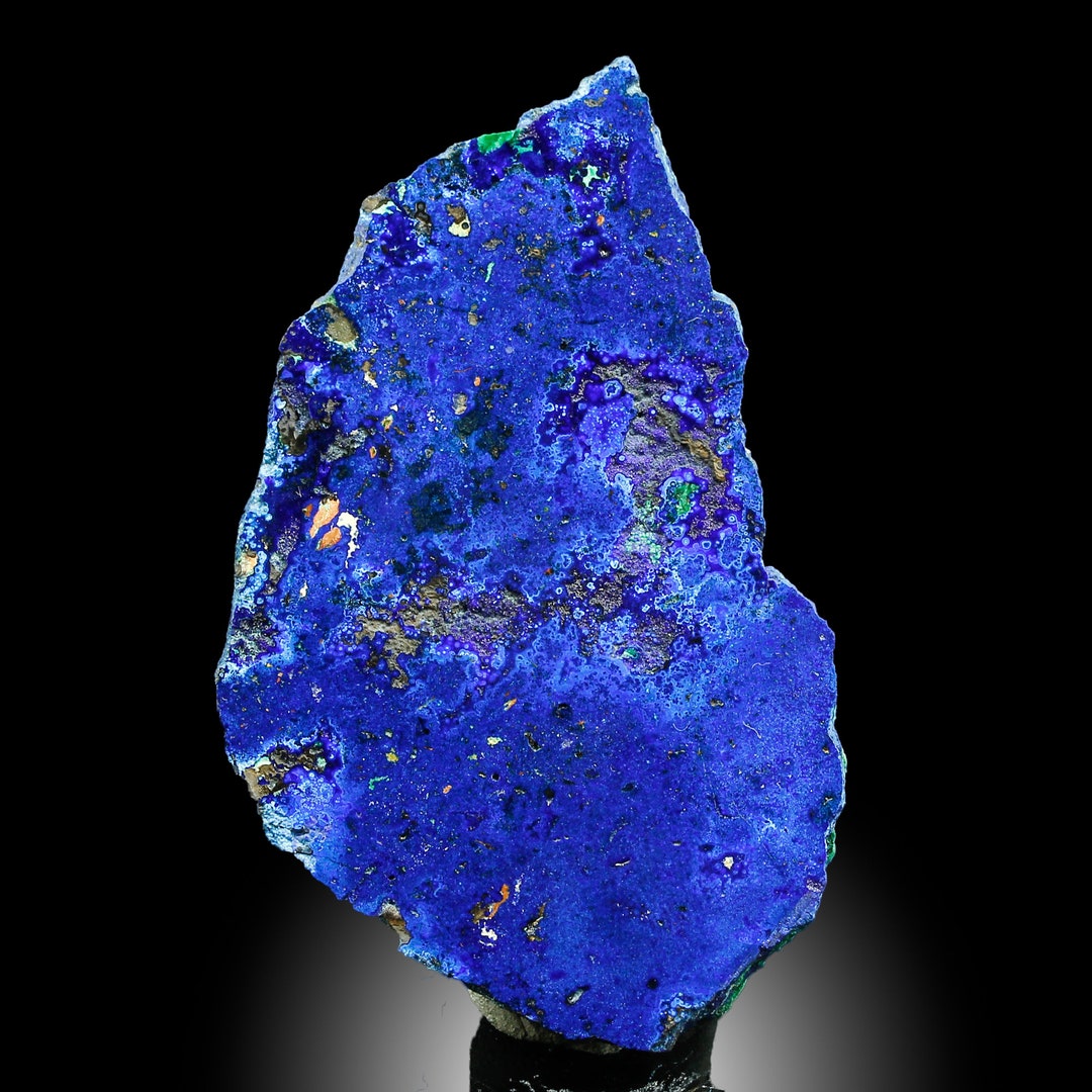 Azure Elegance: Deep Blue Azurite with Malachite from Kamenushki Mine ...