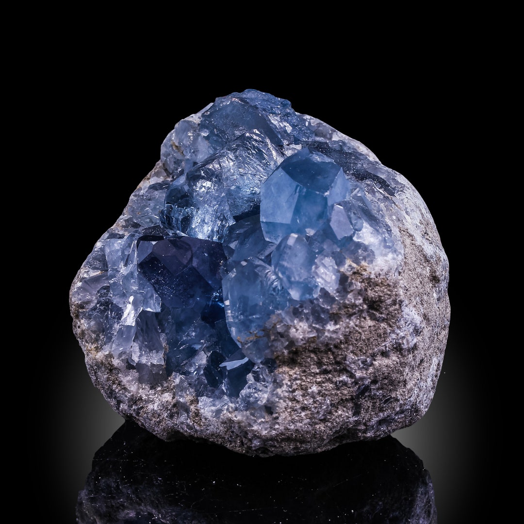 Sky Blue Celestine Crystals in Geode Madagascar - Etsy