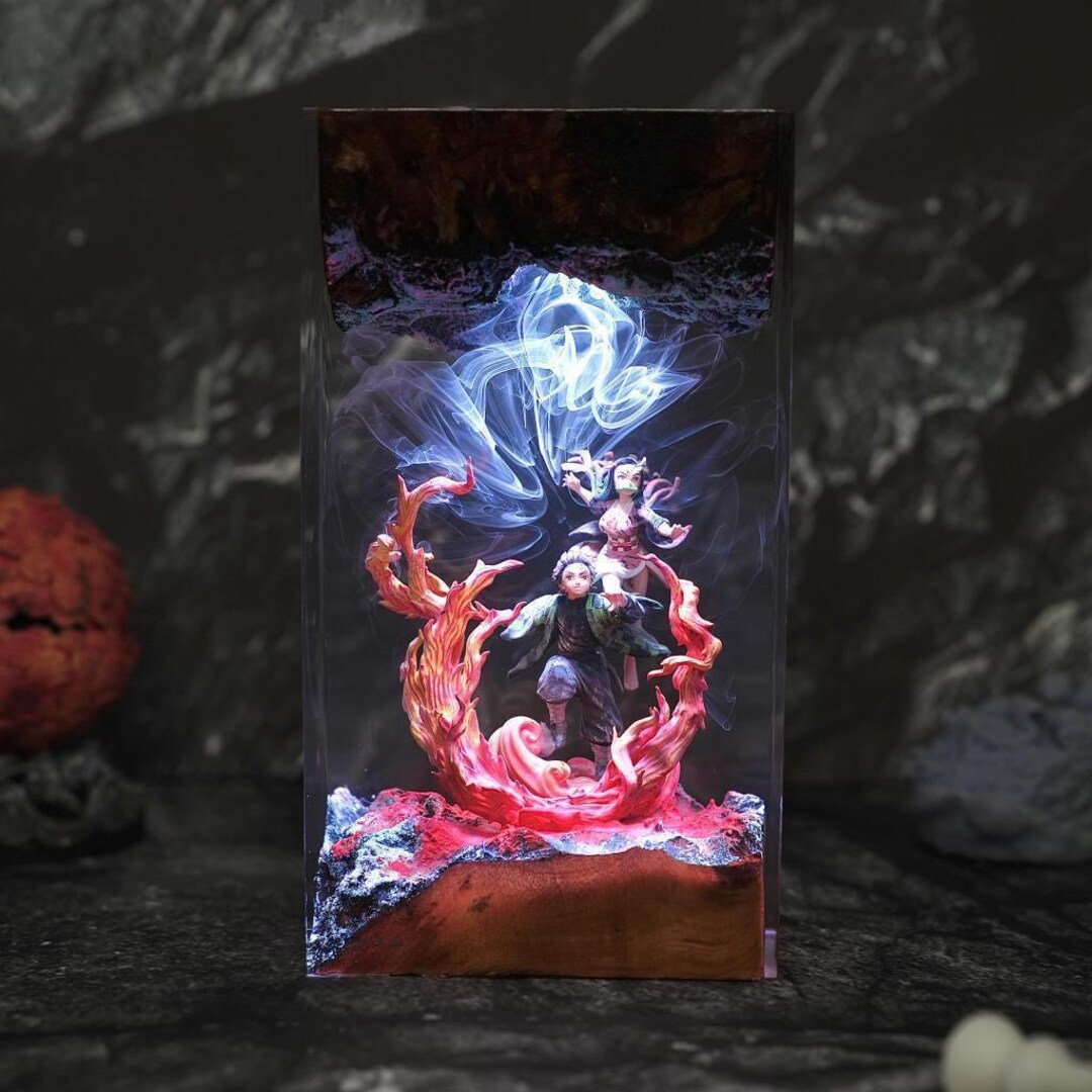 Demon Slayer Tanjiro & Nezuko Lamp Ver 2, Kimetsu No Yaiba Anime Resin ...