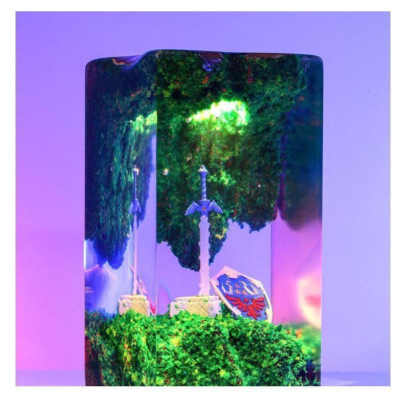 Ma.ster Swor.d With the Shield Night Light, Gaming Epoxy Resin Night ...