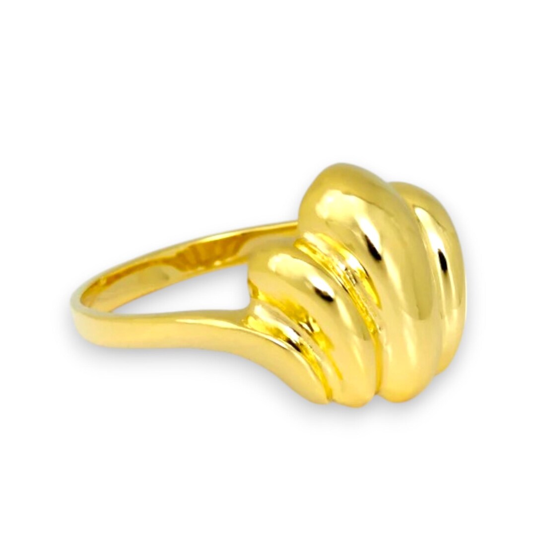 Gold Seashell Ring, Croissant Ring, Dome Shell Ring, 10k or 14k Gold ...