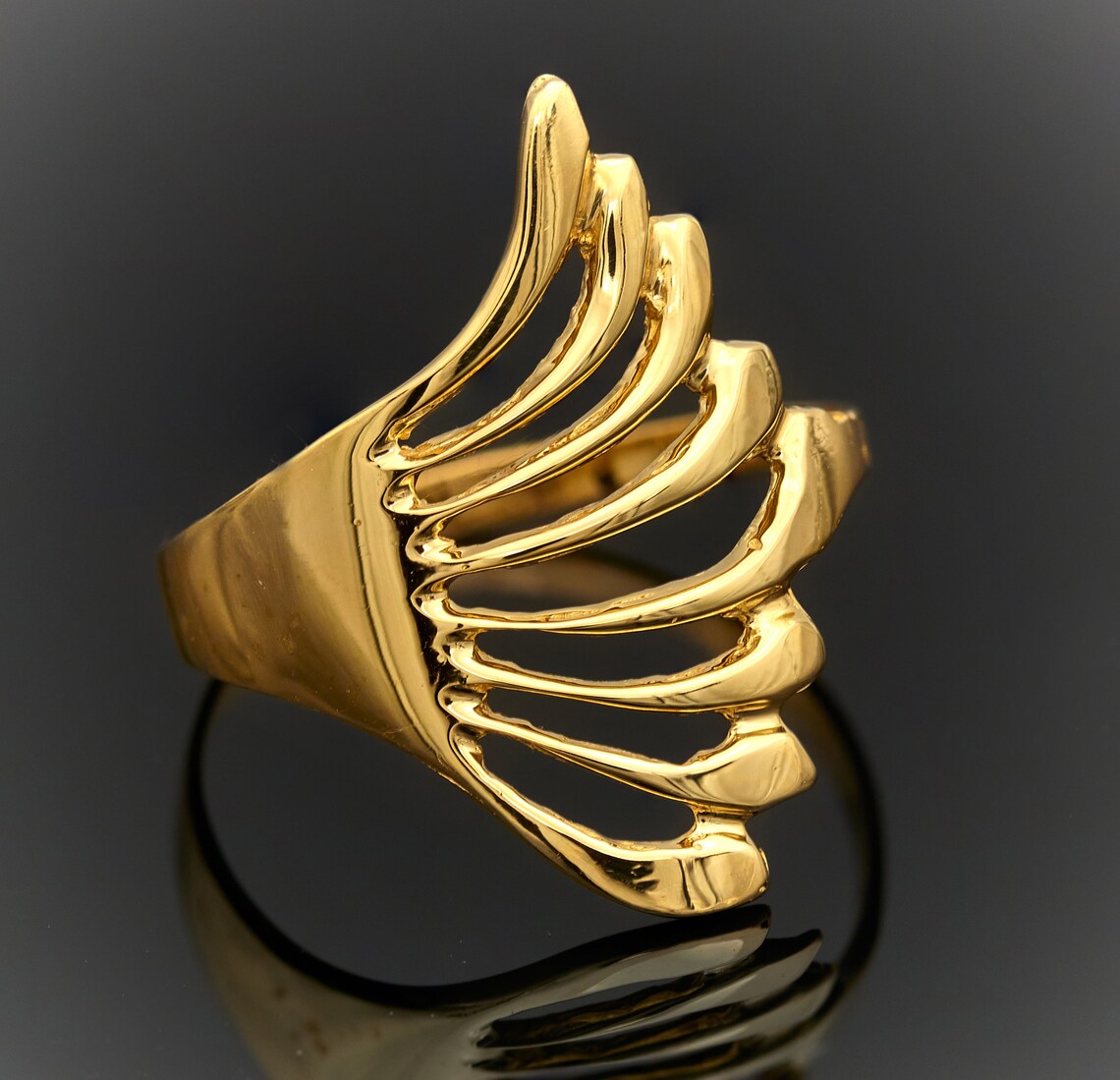 10k Gold Hand Fan Style Ring/ Fan Style Gold Women's Ring - Etsy