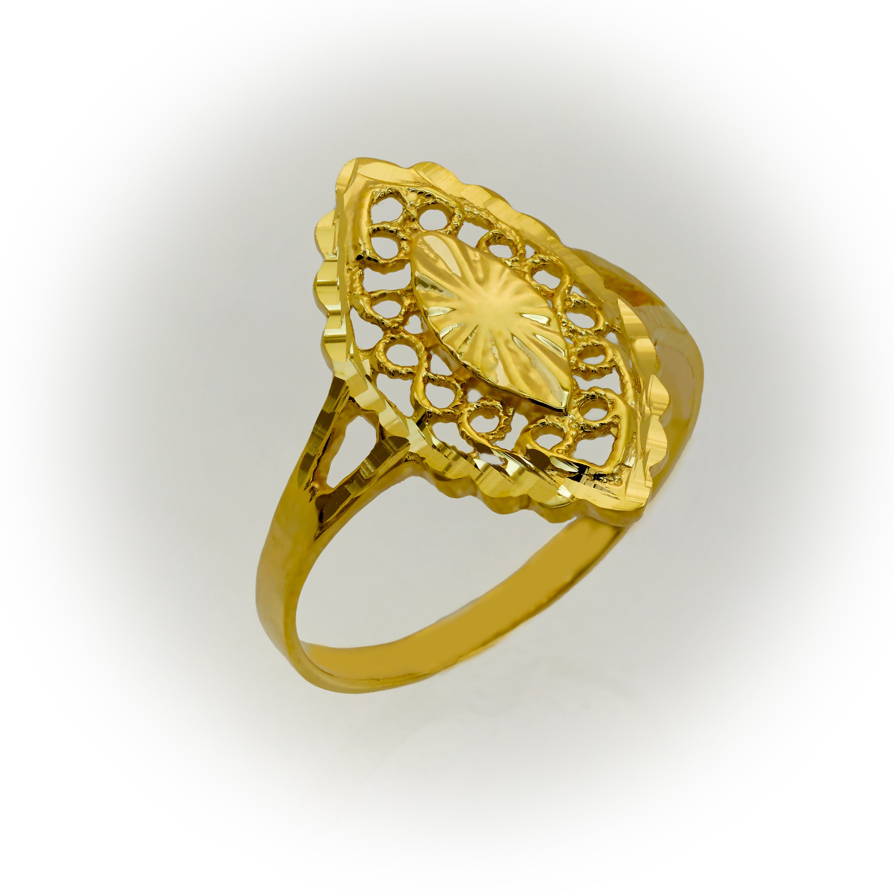 10k, 14k Gold Ring, Vintage Gold Ring, Antique Filigree Ring, Almond ...