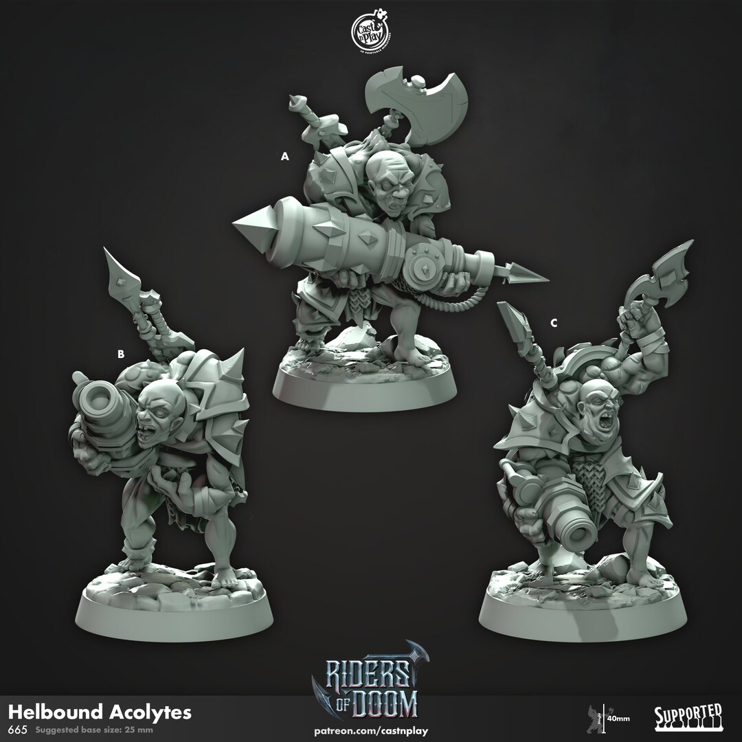 Hellbound Acolytes Fantasy Miniature by Cast N Play Medium Minion Grunt ...
