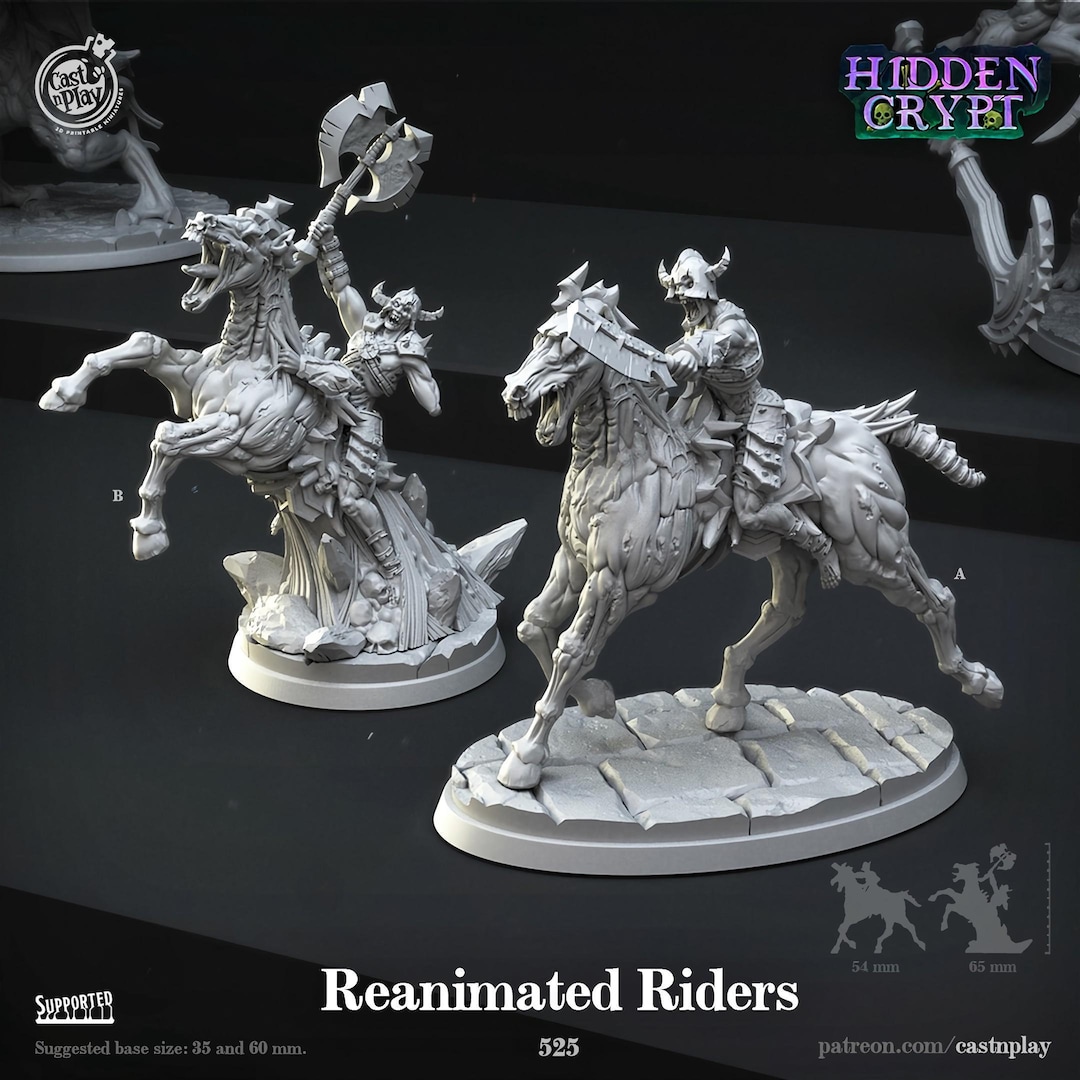 Reanimated Riders Undead Horse Mounted Soldier Cast N' Play Miniatures ...