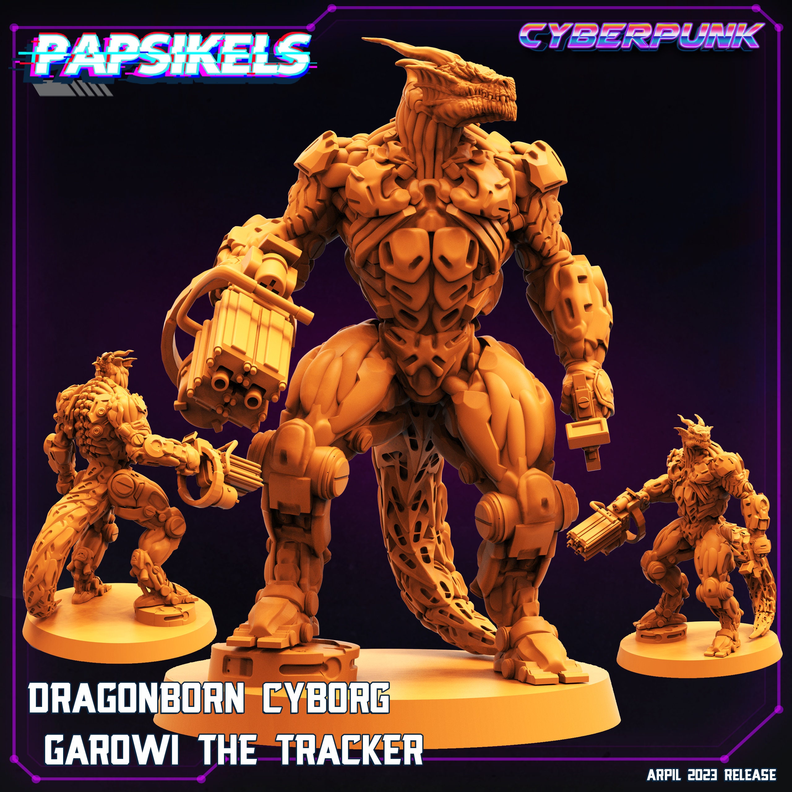 Dragonborn Cyborg Sci Fi Miniature by Papsikels Cybernetic - Etsy