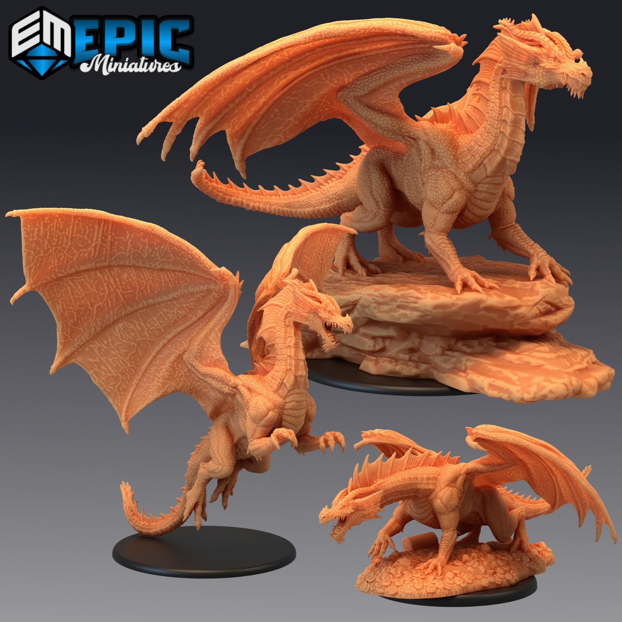 Red Dragon by Epic Miniatures D&D Figurine Large Huge - Etsy
