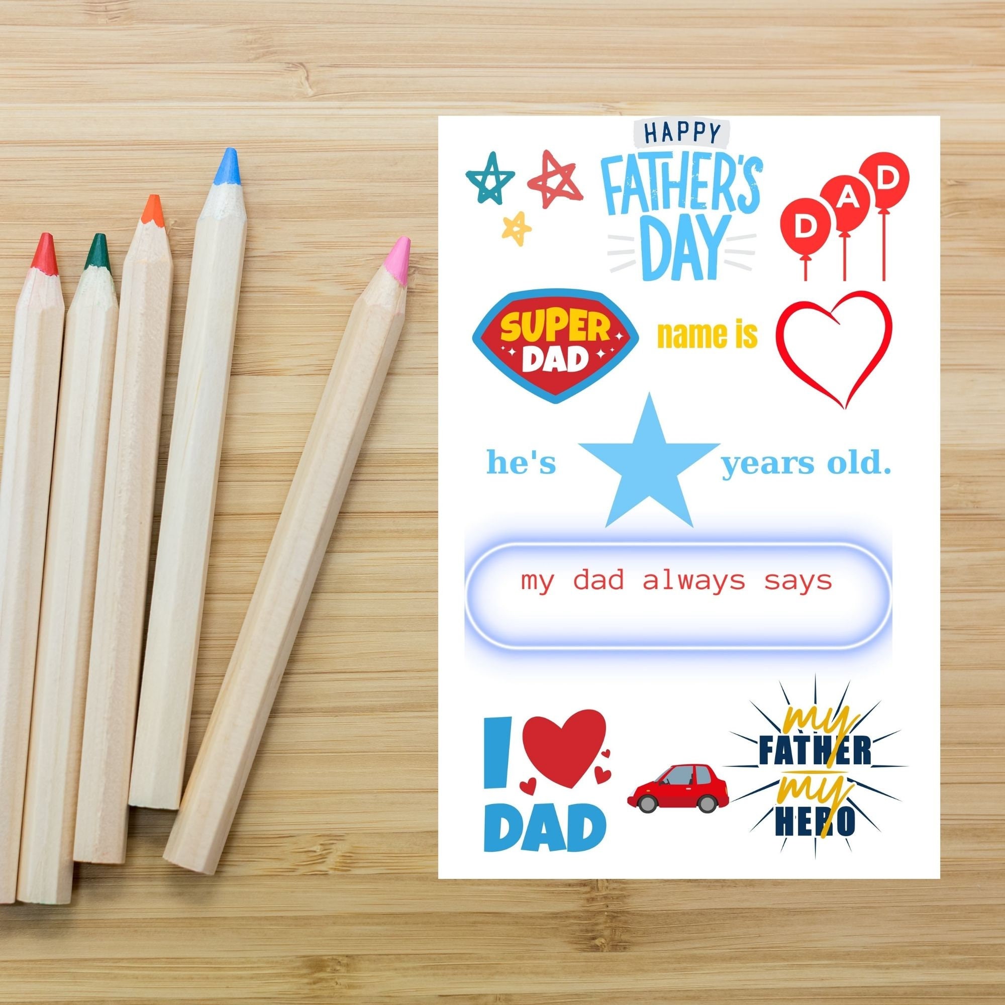 Fathers Day , Printable All About Dad Fill in Template , Fathers Day ...