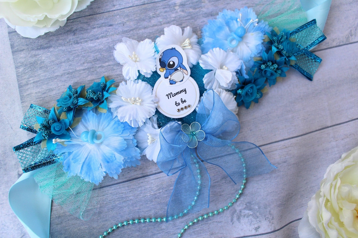 Stitch Baby Shower Mom Sash and Pin, Lilo & Stitch Baby Shower, Stitch ...