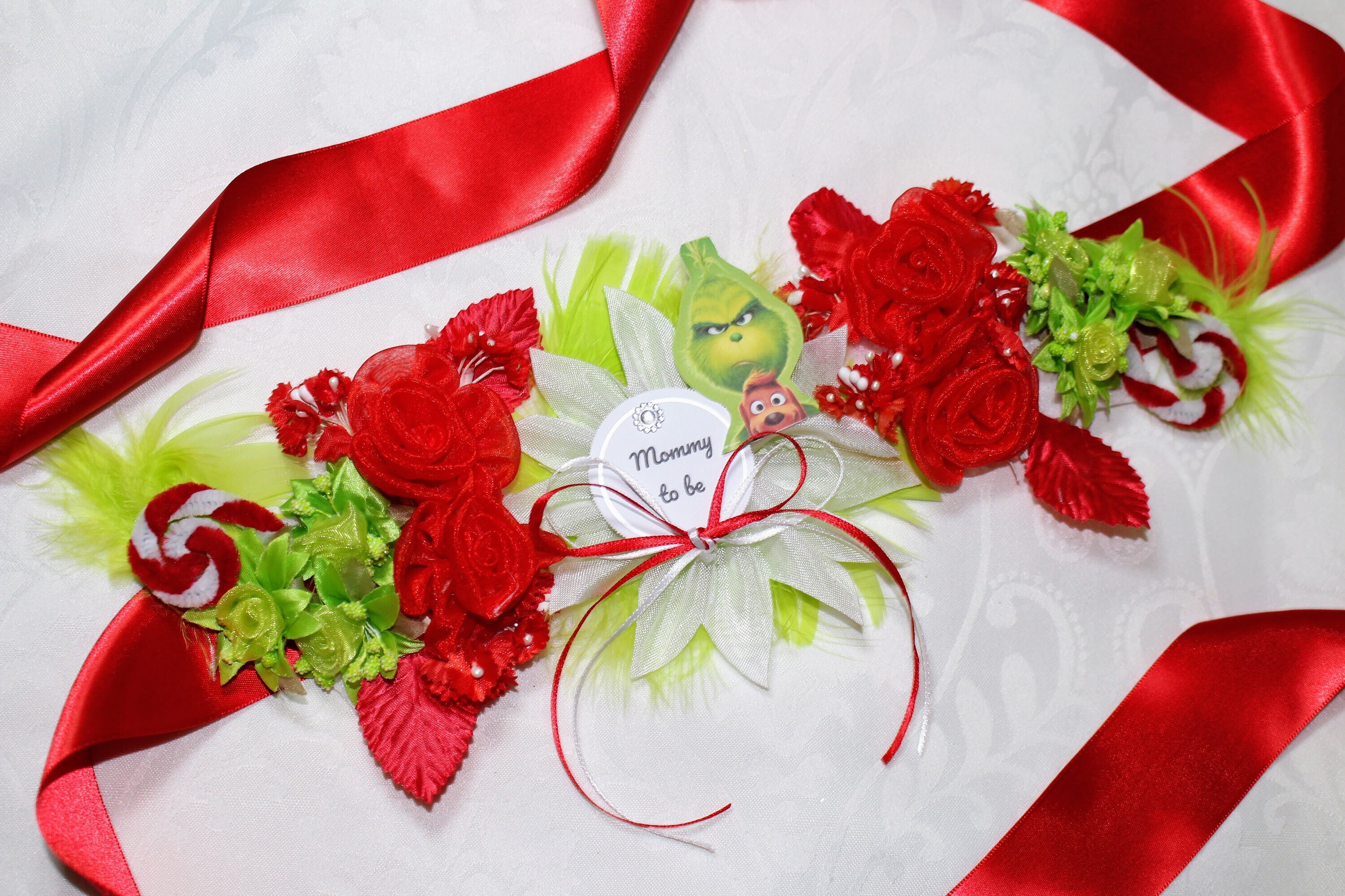 Grinch Baby Shower Sash, Grinch Christmas Belly Sash, Christmas Baby ...