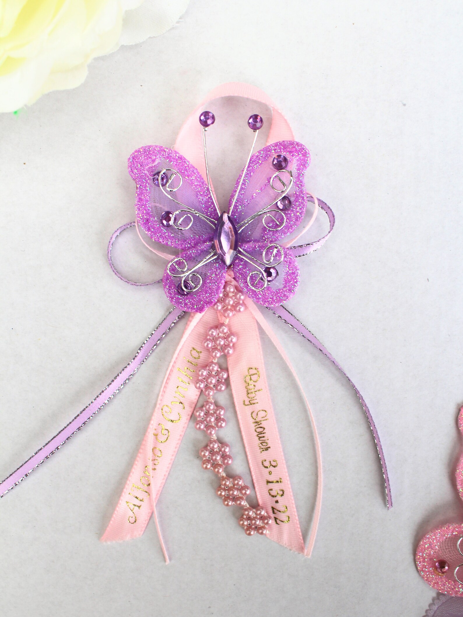 Butterfly Baby Shower Maternity Sash and Dad to Be Pin Lilac - Etsy