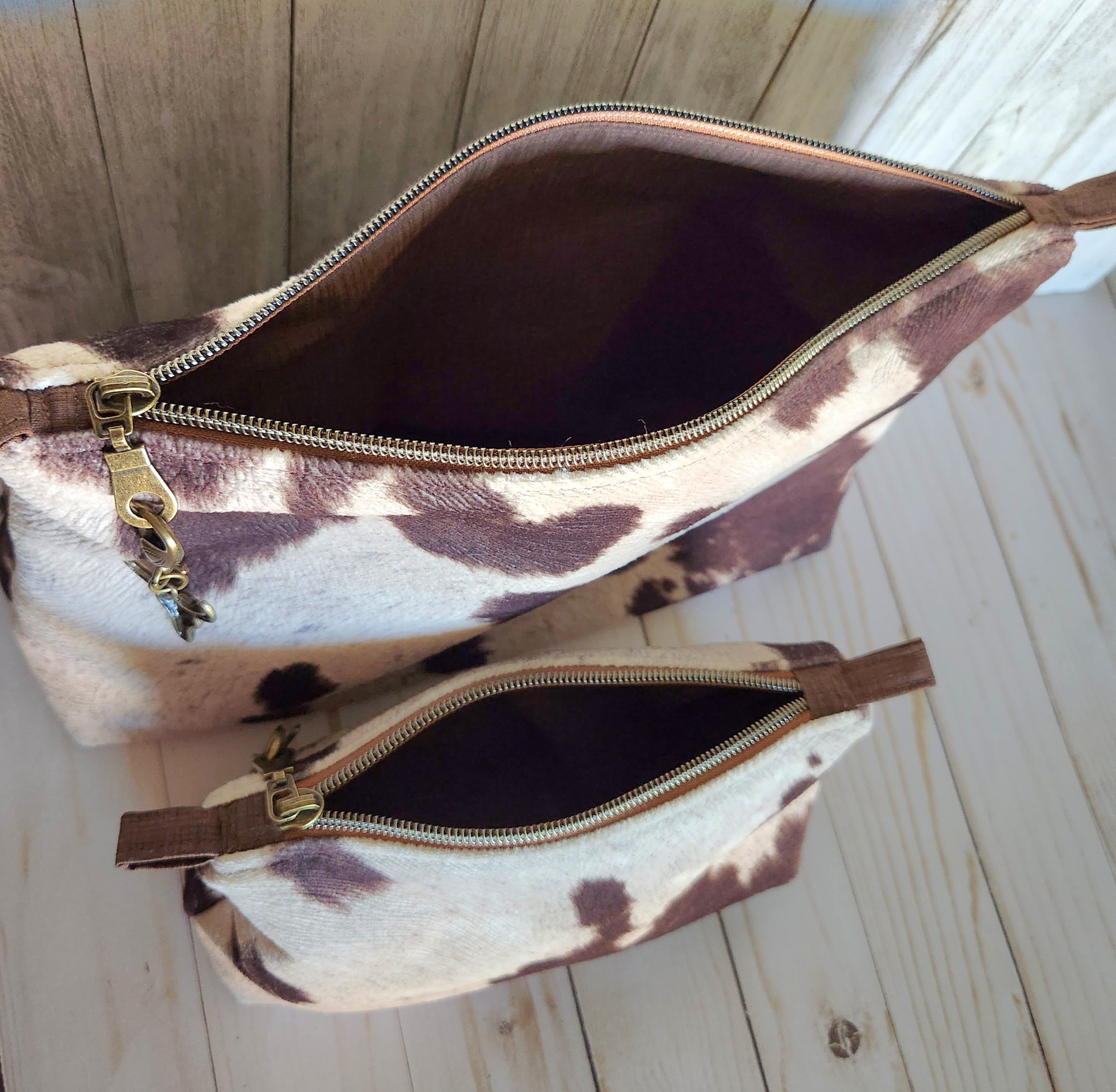 Cowhide Travel Bag Cowhide Makeup Bag Cowhide Zip Bag Faux - Etsy