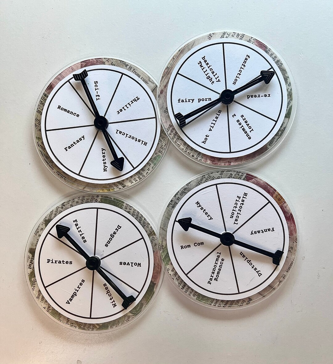 Wheel of Fiction - Book Genre Selection Spinner - Bookish Gift for ...