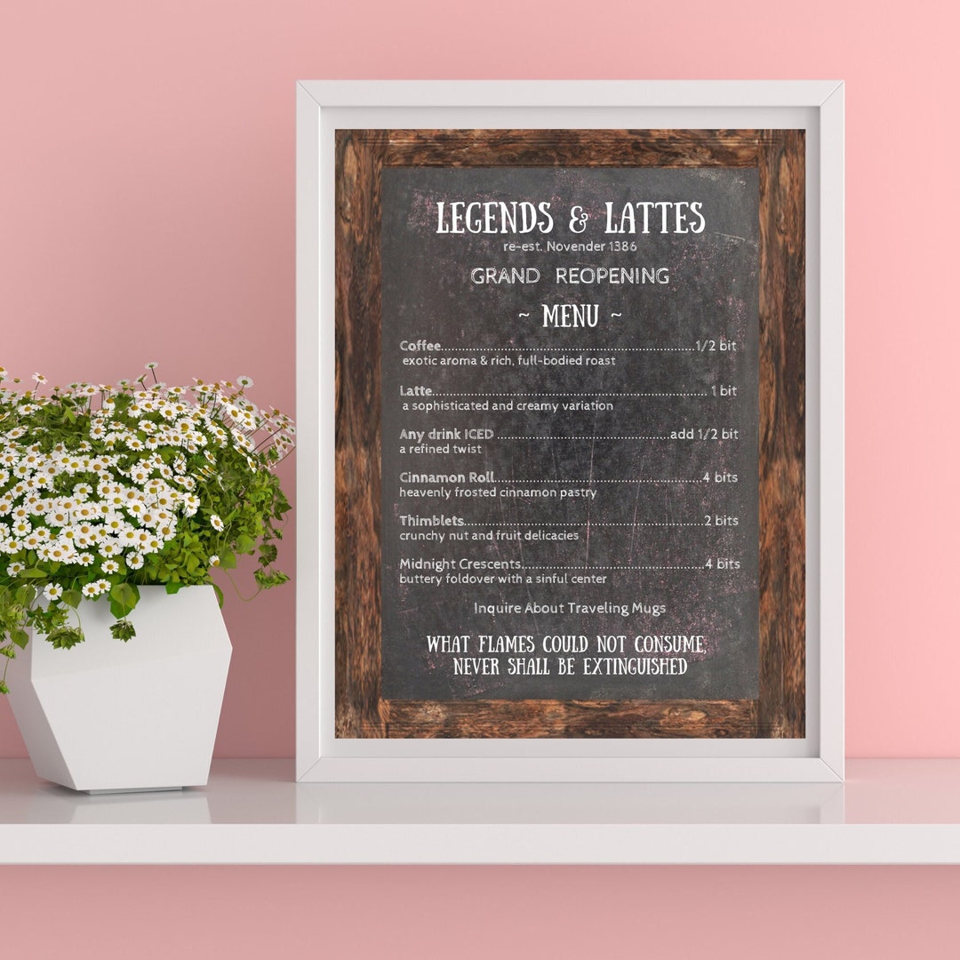 The Menu Art Print - Legends and Lattes - INSTANT DIGITAL DOWNLOAD - Etsy