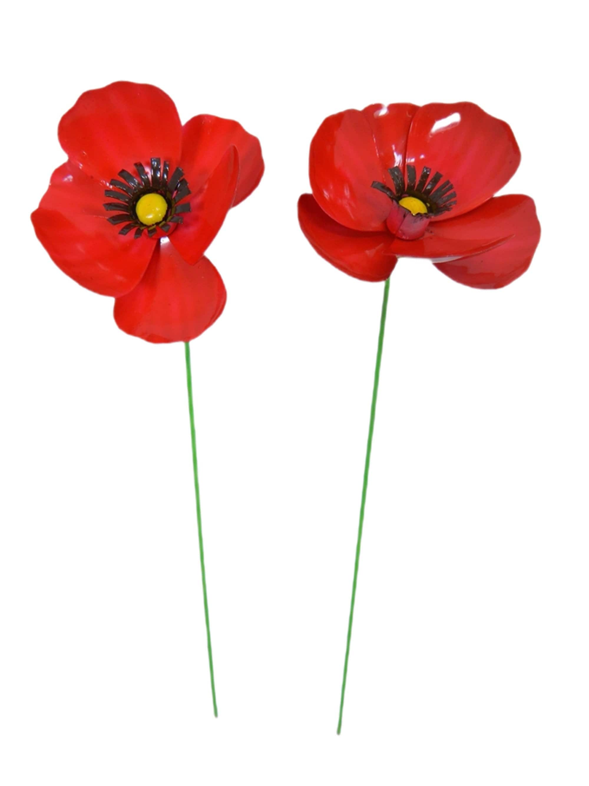 Metal Poppy Flowers Plant Pot Ornament 45cm - Two Flowers - Etsy UK