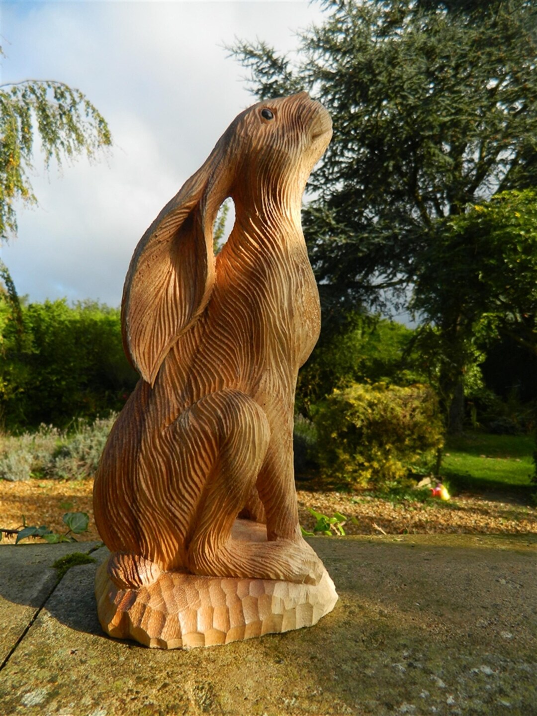 Wooden Hare Carving - Large Hand Carved Moon Gazing Hare 30cm - Etsy UK