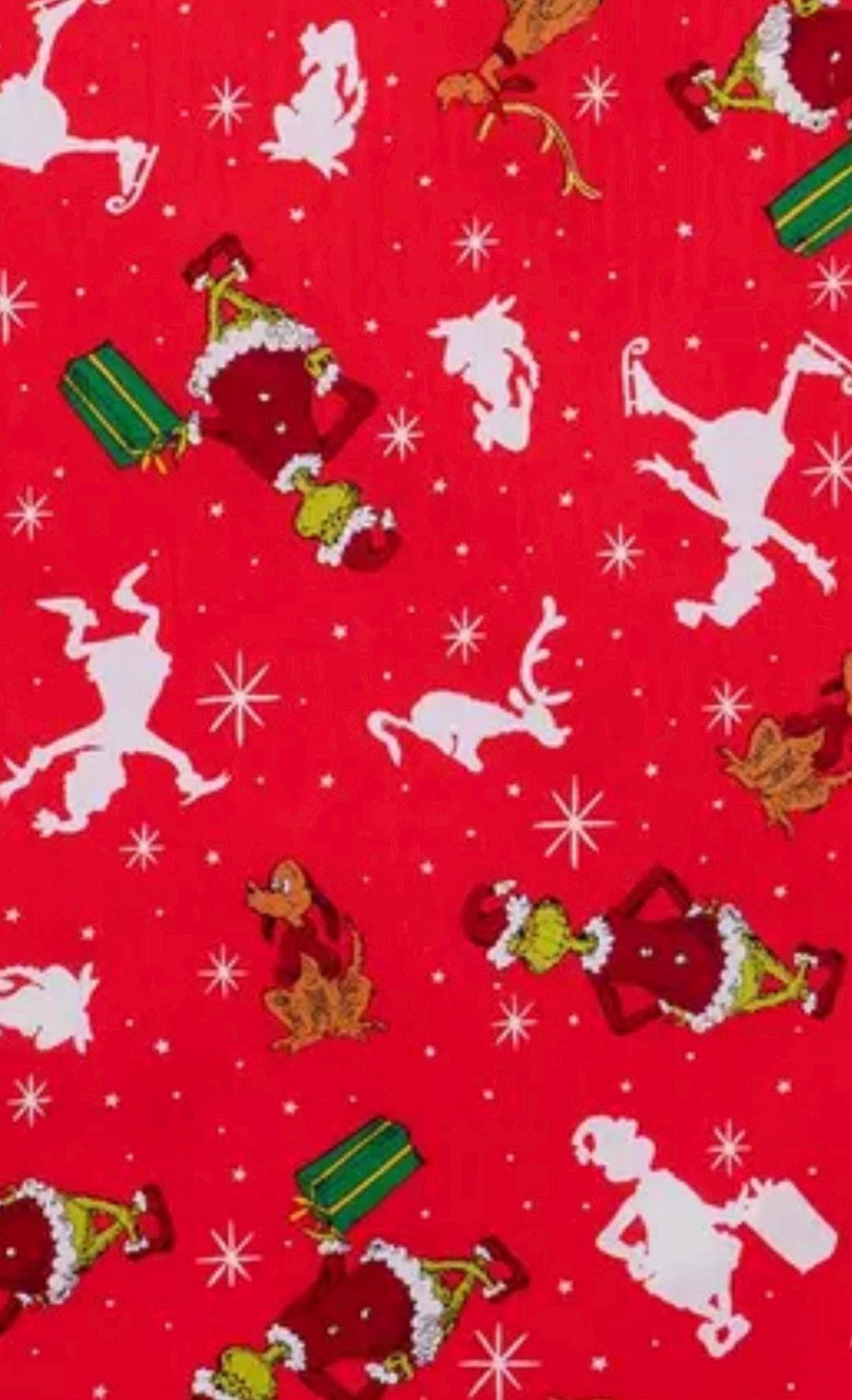Robert Kaufman Grinch Red Starry Night Cotton Fabric Etsy