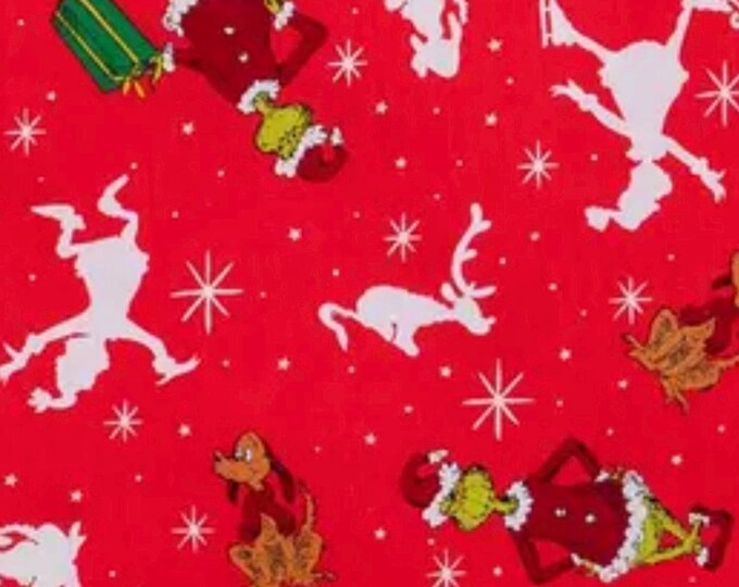 Robert Kaufman Grinch Red Starry Night Cotton Fabric Etsy