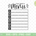 Weekly Menu Svg, Menu Template Svg, Weekly Meal Planner, Menu Board Svg ...