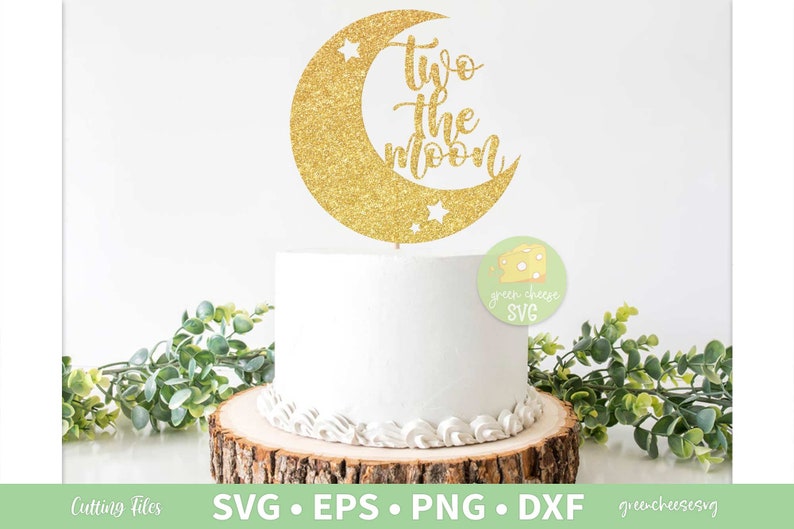 Two the Moon Svg 2nd Birthday Cake Topper SVG Two the Moon | Etsy