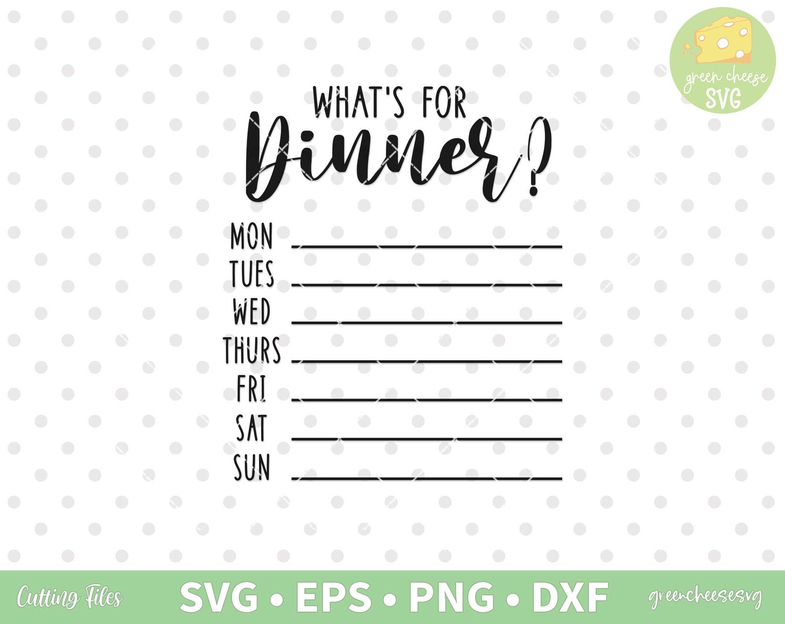 What's for Dinner Svg Menu Template Svg Weekly Meal - Etsy